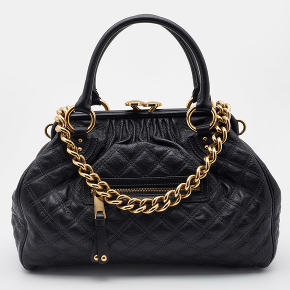 Marc Jacobs | Bags | Marc Jacobs Black Quilted Leather Stam Satchel Bag | Poshmark